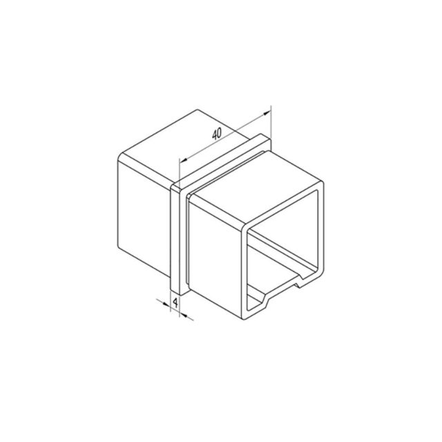 Inline Connector for Square Rail – 40 x 40 x 2 mm | Ironwood Connection ...